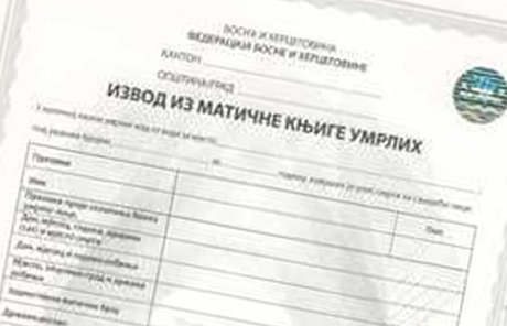 Izvod iz matične knjige umrlih - Agencija Rosa